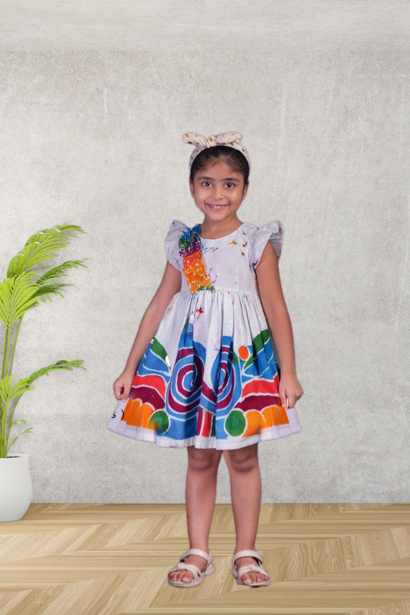 Girls Batik Frock – MultiColor - NRHG812 | Noor Australia