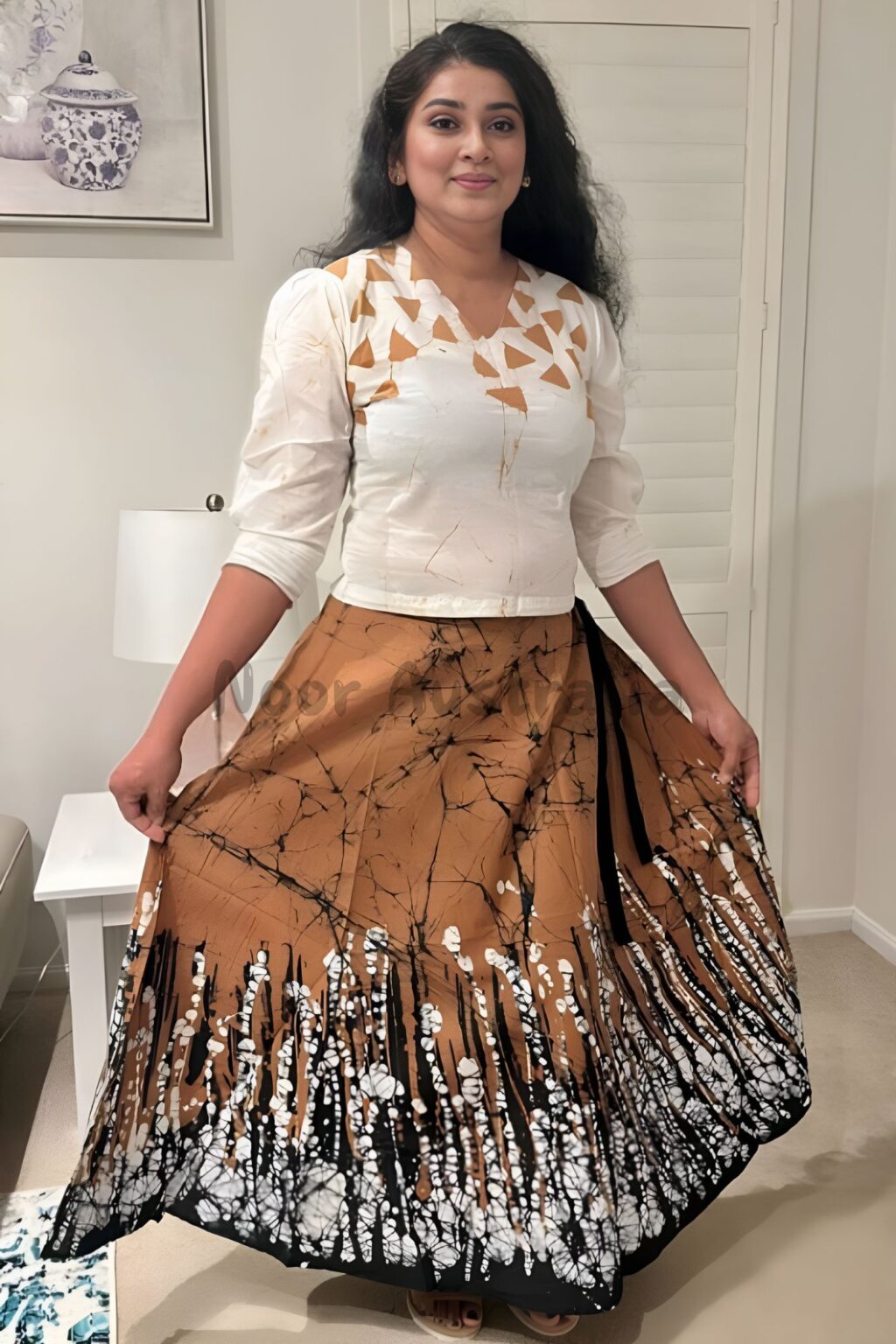 Triangle design Batik short blouse and long skirt- NRBW101 | Noor Australia